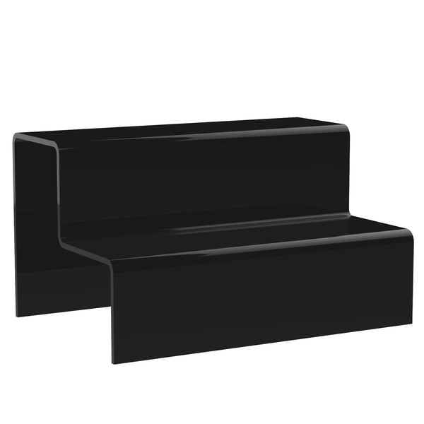2 Step Black Acrylic Riser Displays 100mm High x 120mm Deep, Various W ...